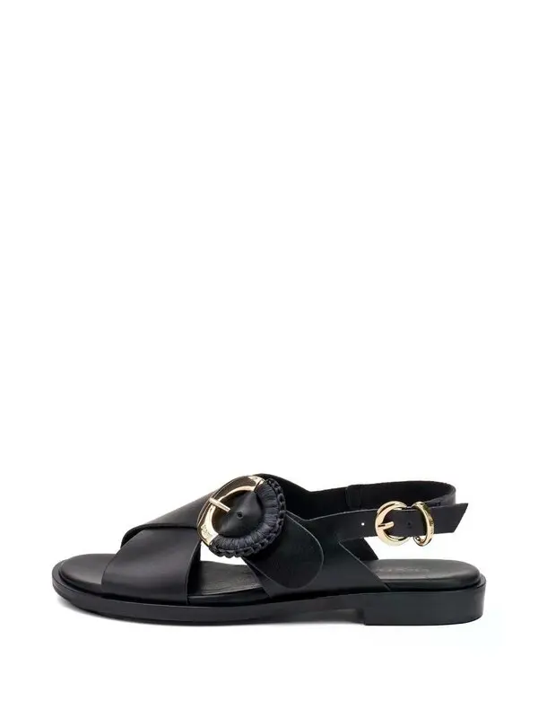 FRAU Raffia-weave Buckle Leather Sandals