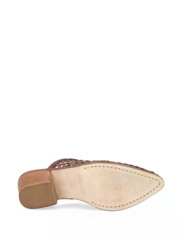 FRAU Hand-woven Leather Mules - Brown