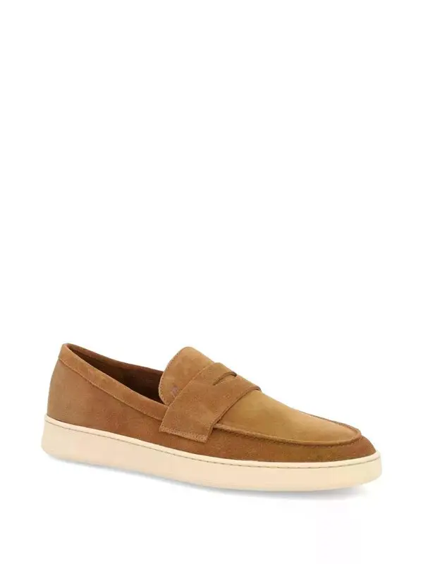 FRAU Suede Saddle Detail Loafers - Brown