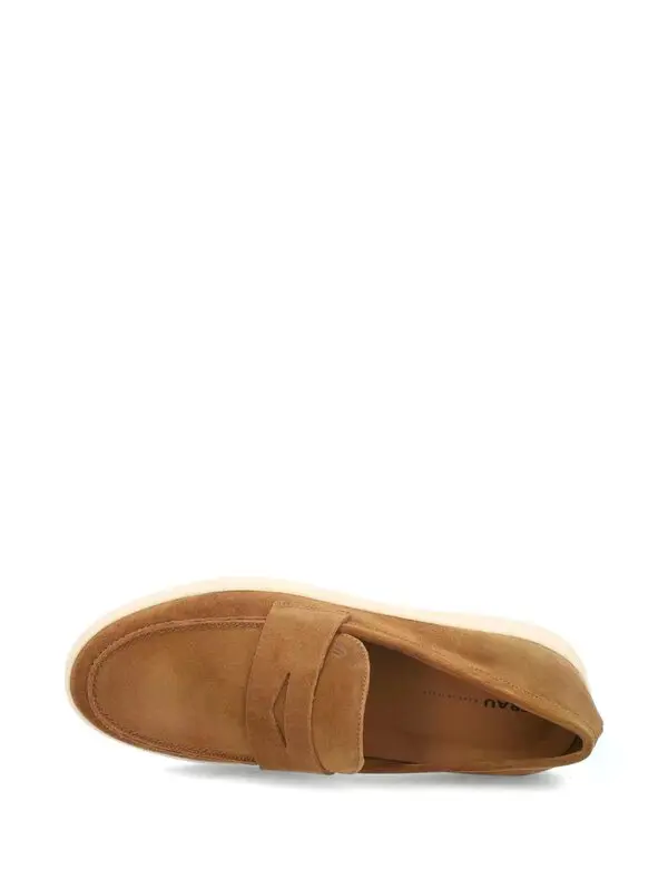 FRAU Suede Saddle Detail Loafers - Brown