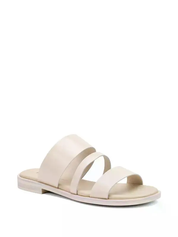 FRAU Polished Leather Triple-strap Sandals - Neutrals