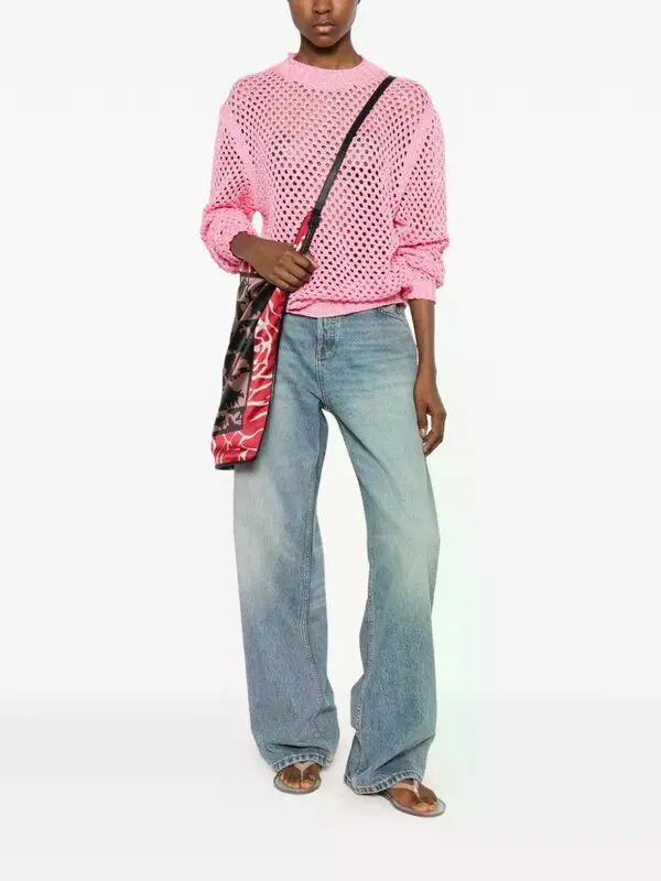 AKEP Sequin-embellished Open-knit Sweater
