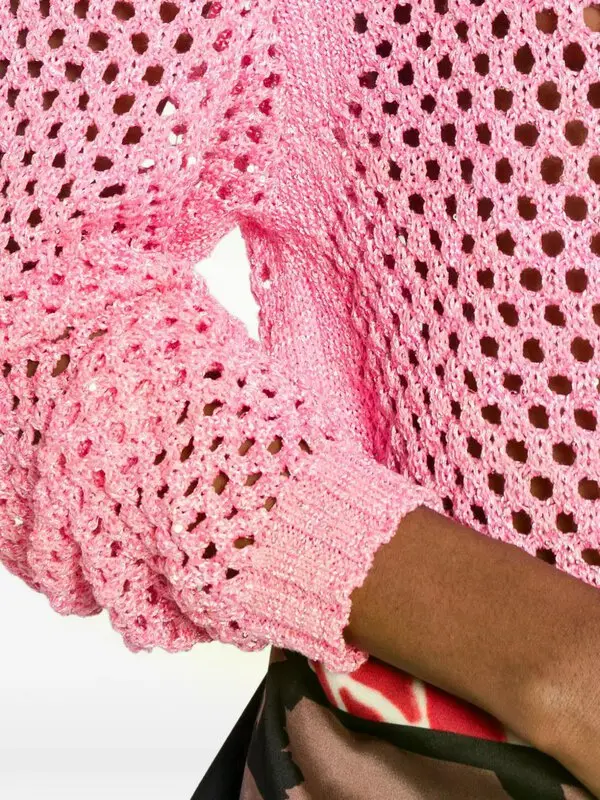 AKEP Sequin-embellished Open-knit Sweater