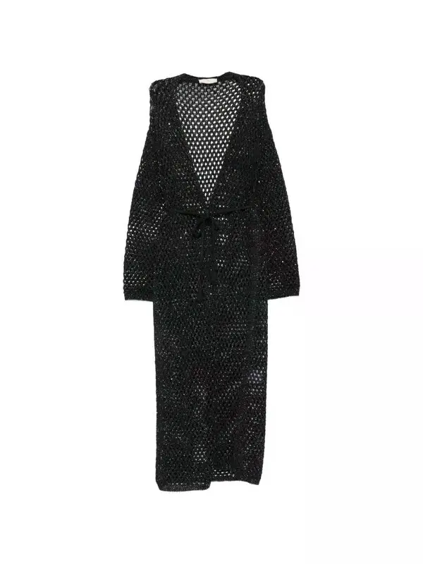 AKEP Sequin-embellished Open-knit Cardigan