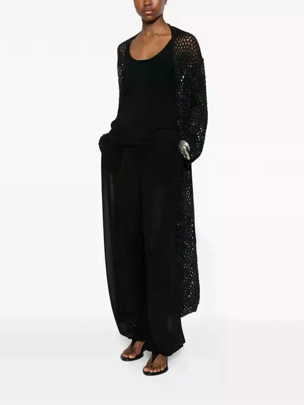AKEP Sequin-embellished Open-knit Cardigan