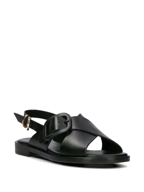FRAU Crossover-strap Buckle-detail Flat Sandals - Black