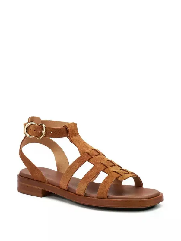 FRAU Suede Cage Sandals - Brown