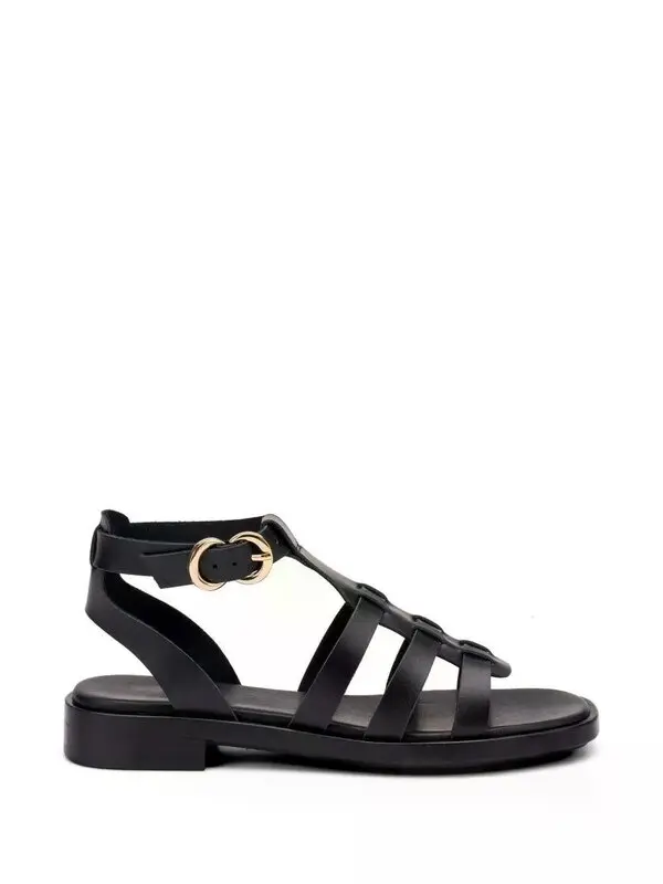 FRAU Cage Leather Sandals - Black