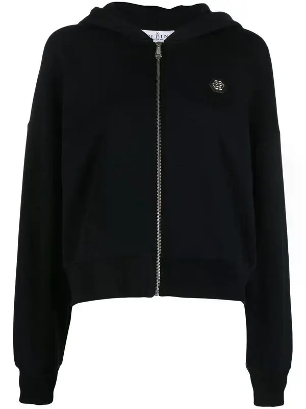 Philipp Plein Skull Embellished Zip-up Hoodie