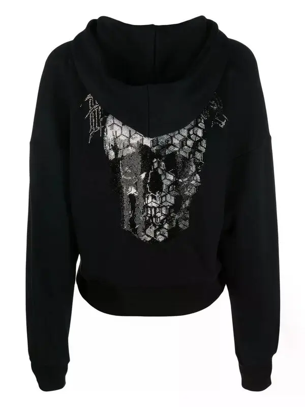 Philipp Plein Skull Embellished Zip-up Hoodie
