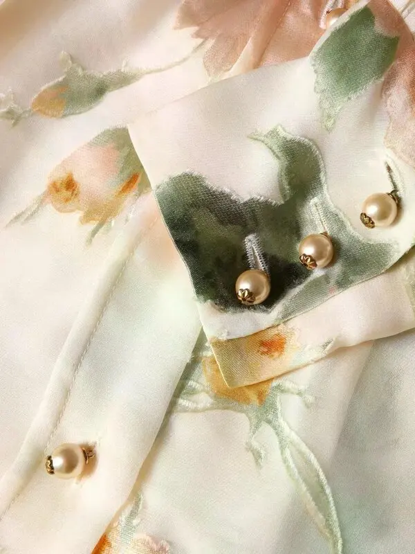 Zimmermann Floral-devoré Bow-detail Shirt