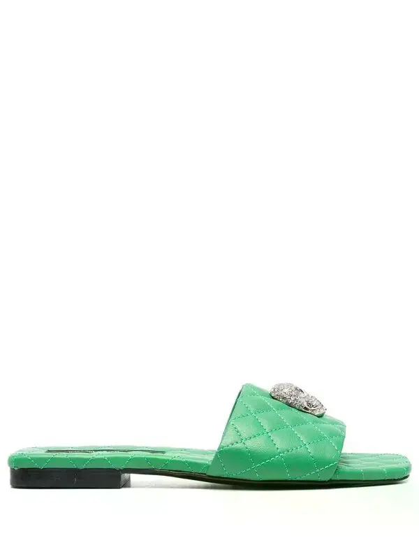 Philipp Plein Crystal Skull Matelassé Slides