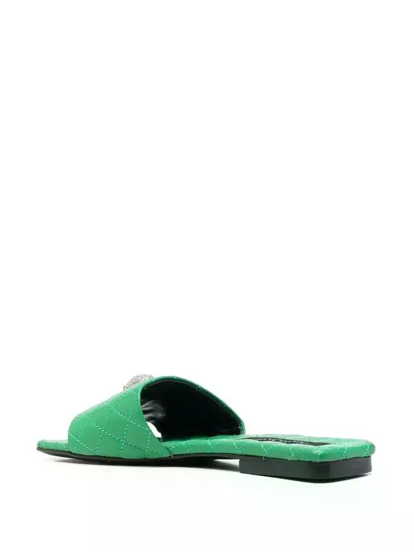 Philipp Plein Crystal Skull Matelassé Slides