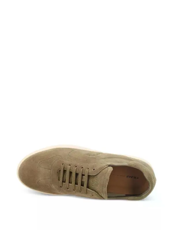 FRAU Top-stitching Suede Sneakers - Brown