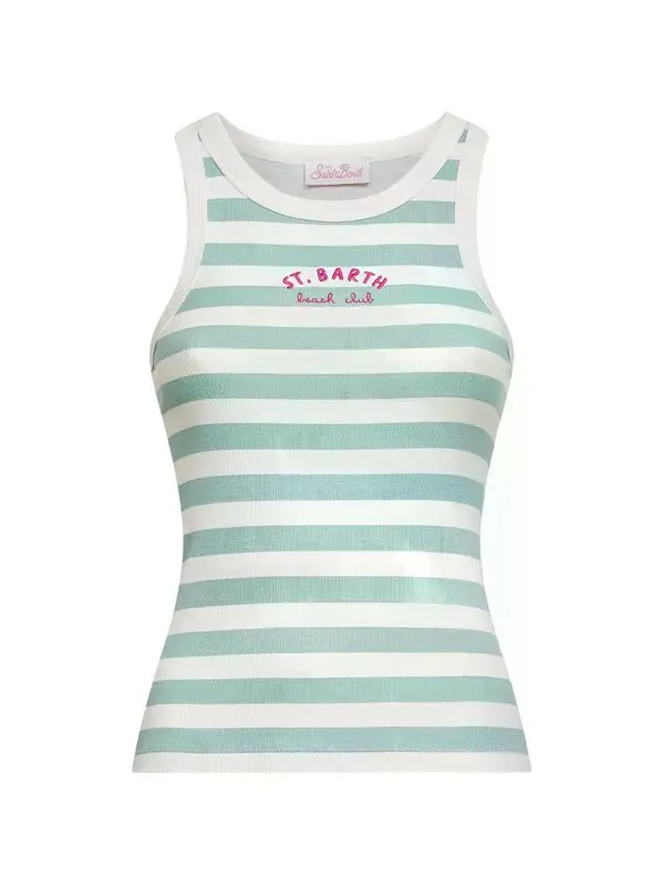 MC2 SAINT BARTH Striped-embroidered Tank Top