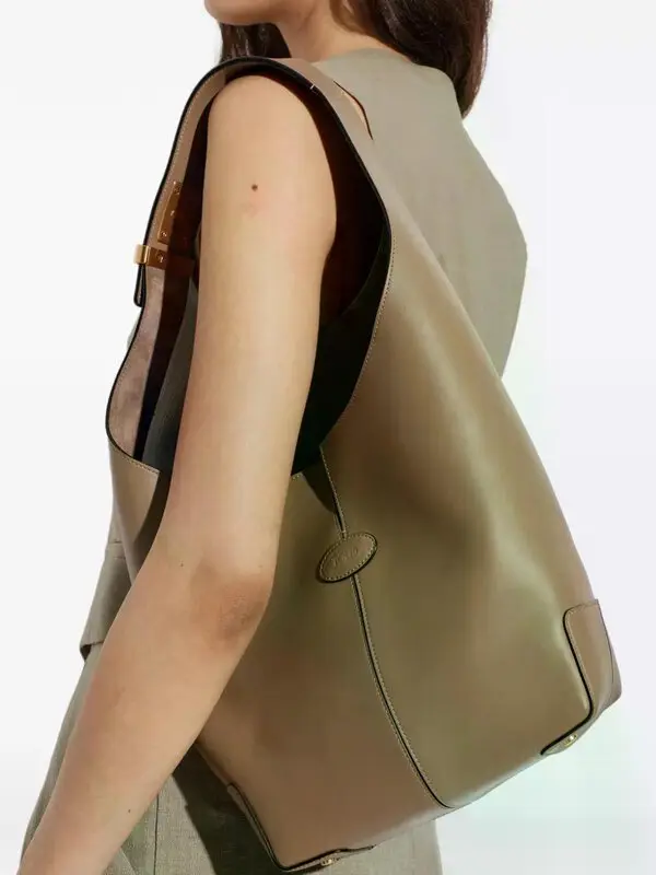 TOD'S Small Logo-patch Leather Tote Bag