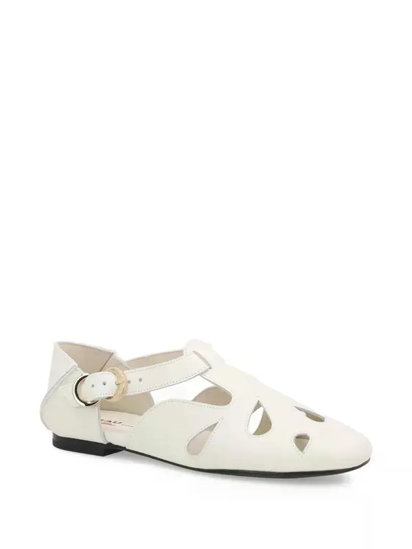 FRAU Cut-out Buckle-fastening Ballet Flats - Neutrals