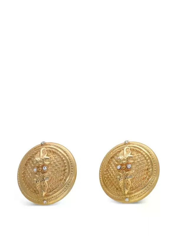 Vintage Embossed Clip-on Earrings - Gold