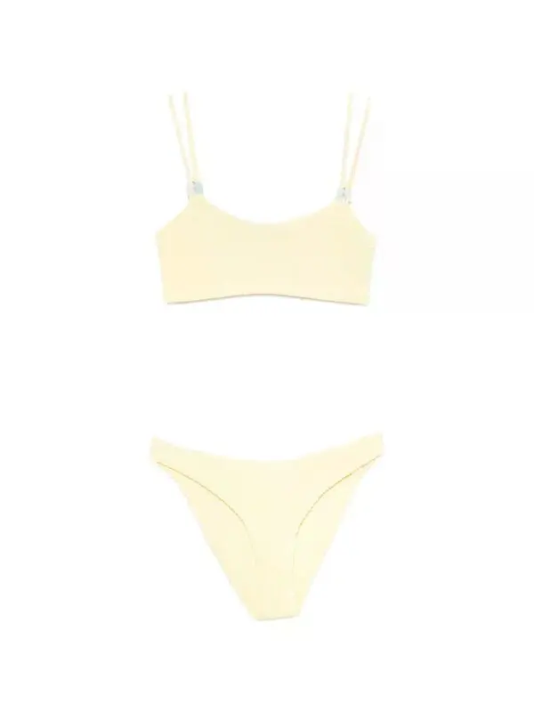 Hunza G Bead-embellished Seersucker Bikini - Yellow