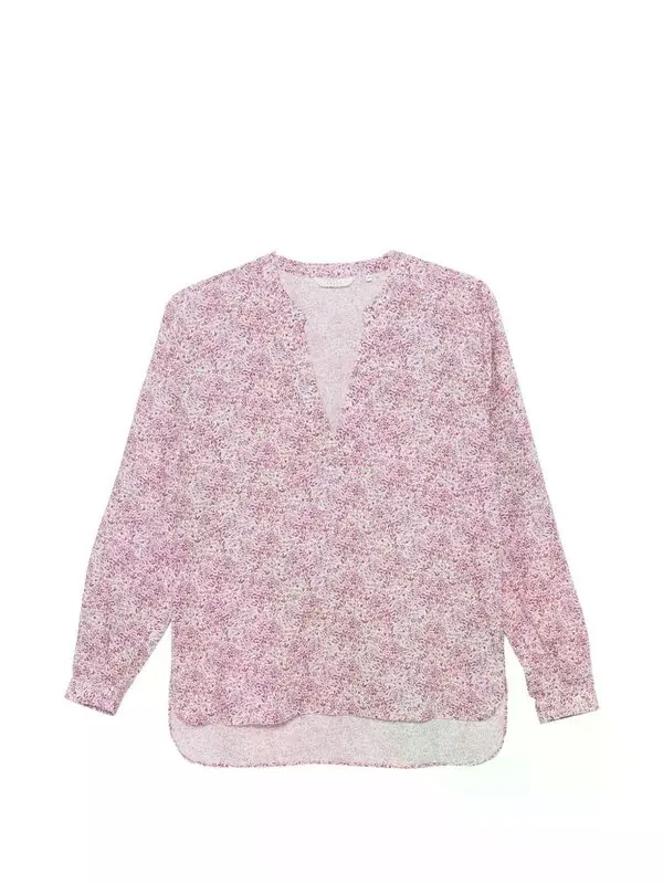 XACUS Floral-print Linen Blouse