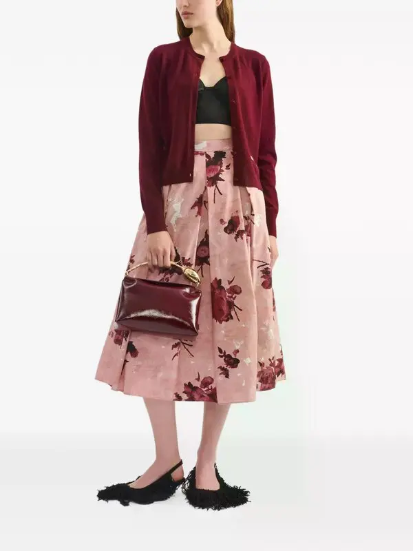 Erdem Floral-embroidered Cardigan - Red
