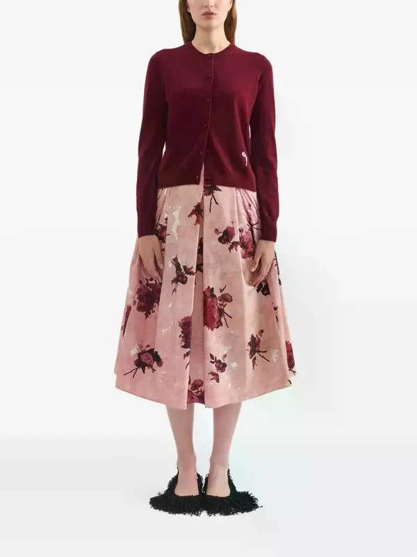 Erdem Floral-embroidered Cardigan - Red