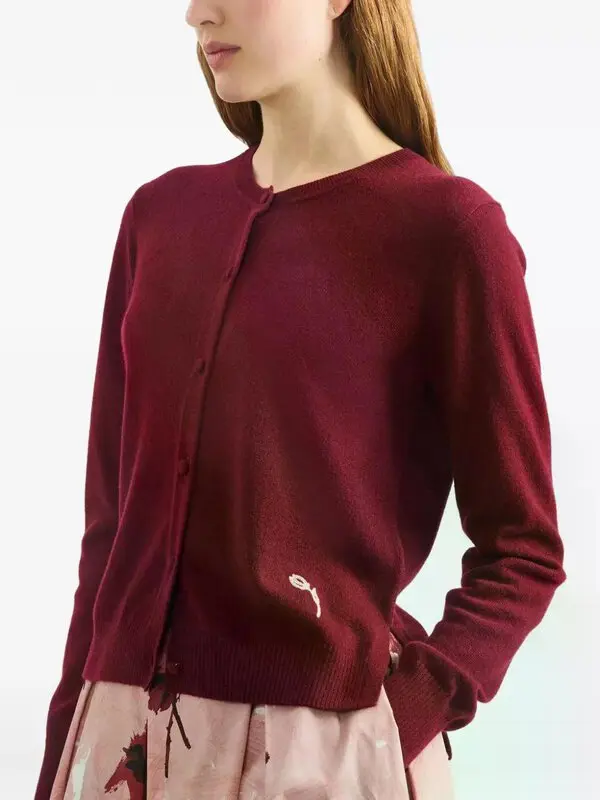 Erdem Floral-embroidered Cardigan - Red