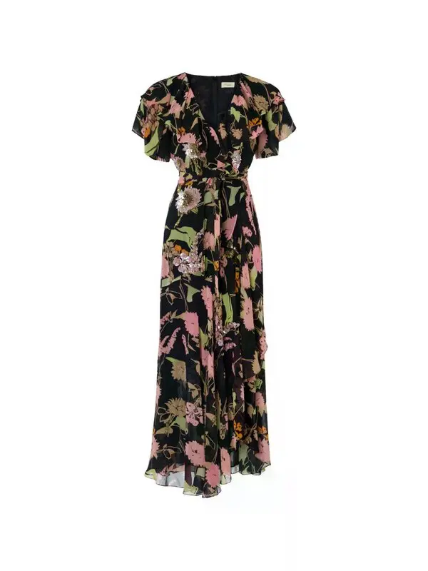 TEMPERLEY LONDON Maisie Sequin-embellished Floral-print Dress - Black