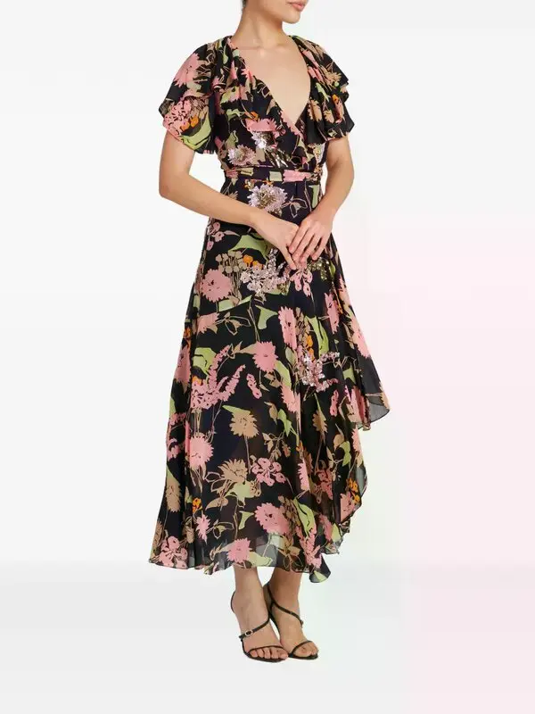 TEMPERLEY LONDON Maisie Sequin-embellished Floral-print Dress - Black