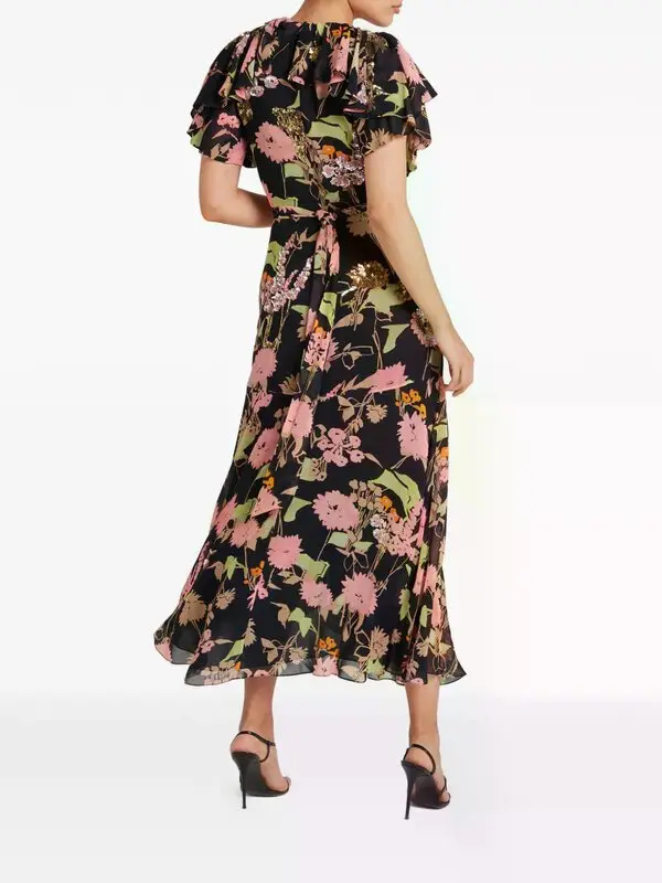 TEMPERLEY LONDON Maisie Sequin-embellished Floral-print Dress - Black