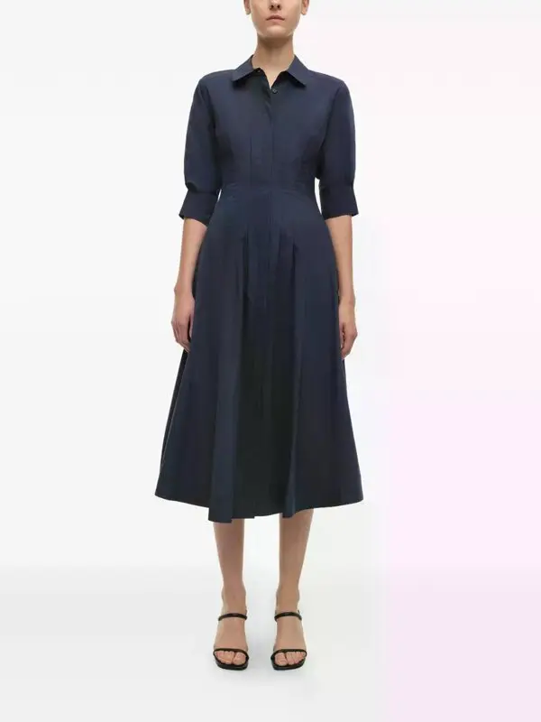Simkhai Jazz Pintucked Cuffed Midi Dress - Blue