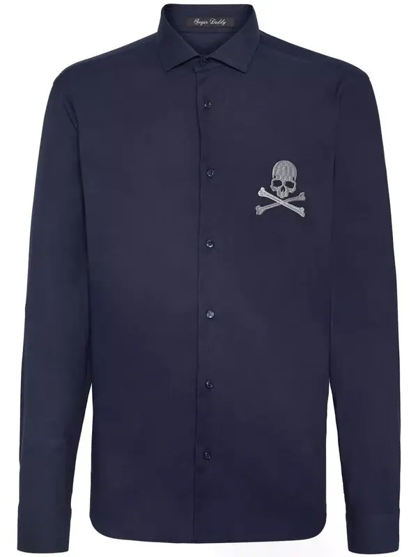 Philipp Plein Skull-embroidered Poplin Shirt
