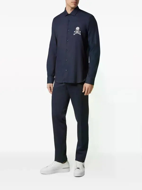 Philipp Plein Skull-embroidered Poplin Shirt
