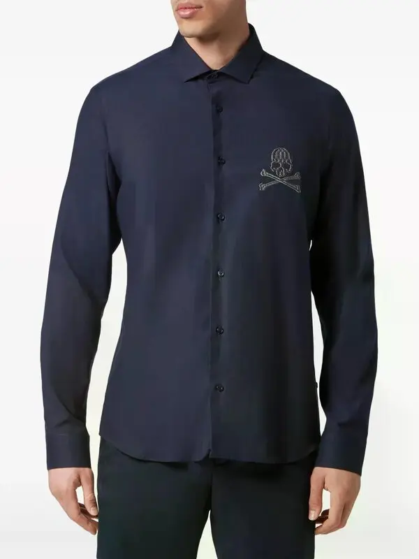 Philipp Plein Skull-embroidered Poplin Shirt