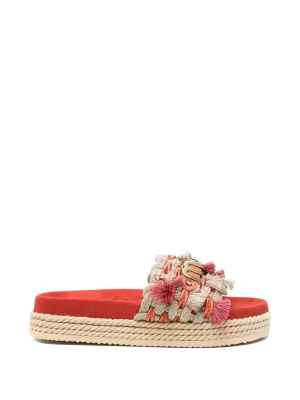 Mou Tassel-embellished Braided Sandals - Neutrals
