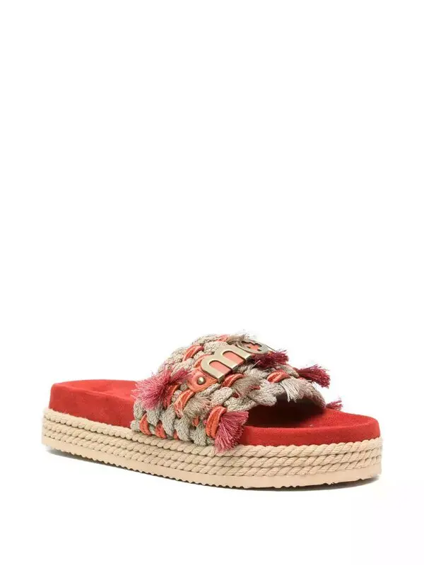 Mou Tassel-embellished Braided Sandals - Neutrals