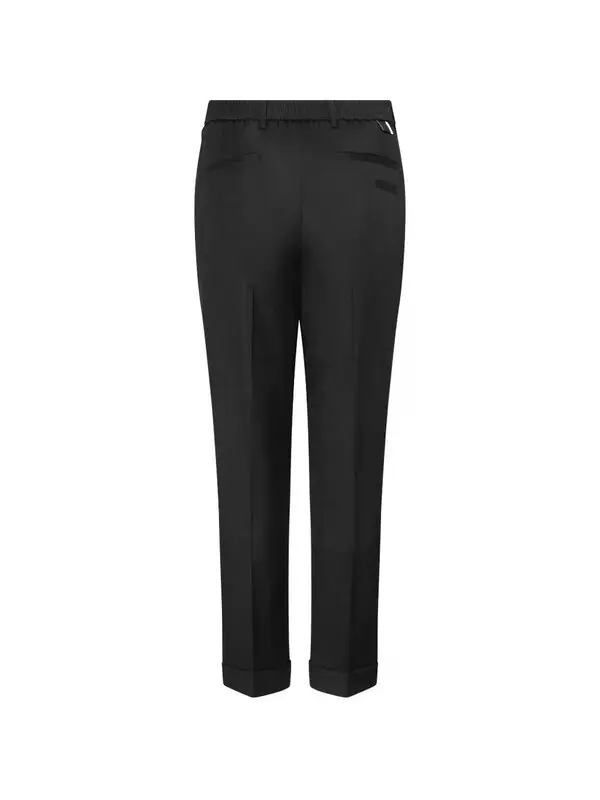 LOW BRAND Pleated Turn-up Trousers - Black
