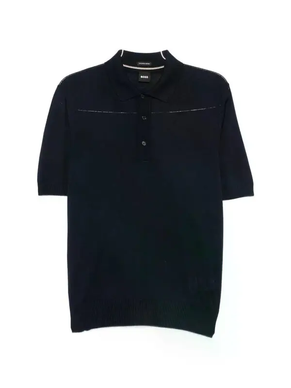 BOSS Short-sleeve Wool Polo Shirt - Blue