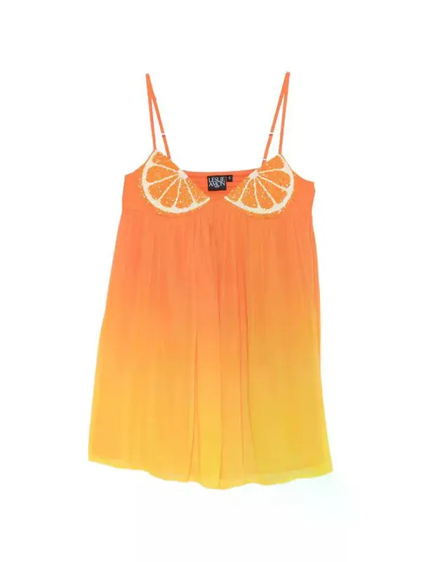 LESLIE AMON Citrus Sequin-embellished Ombre Mini Dress - Orange