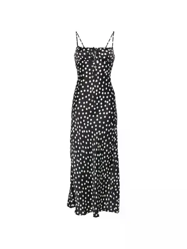LESLIE AMON Polka-dot Slip Dress - Black