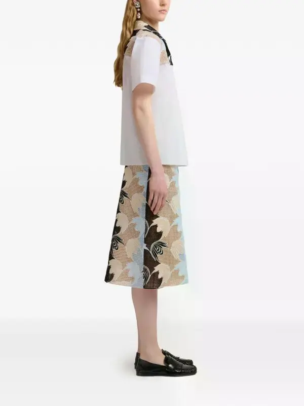 Marni Short-sleeved Organic Cotton Poplin Shirt With Broderie Anglaise Yoke