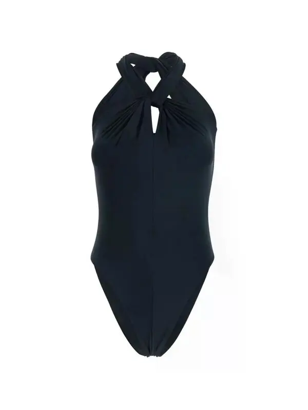 Federica Tosi Twist-detail Halterneck One-piece Swimsuit - Black
