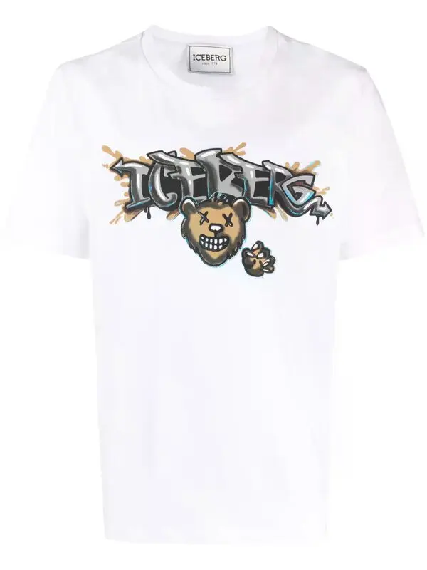 Iceberg Graffiti Logo-print Cotton T-shirt - White
