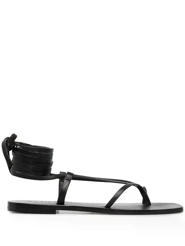 A.emery Nolan Leather Wrap Sandals - Black
