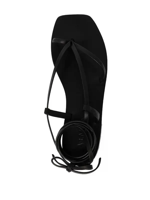A.emery Nolan Leather Wrap Sandals - Black