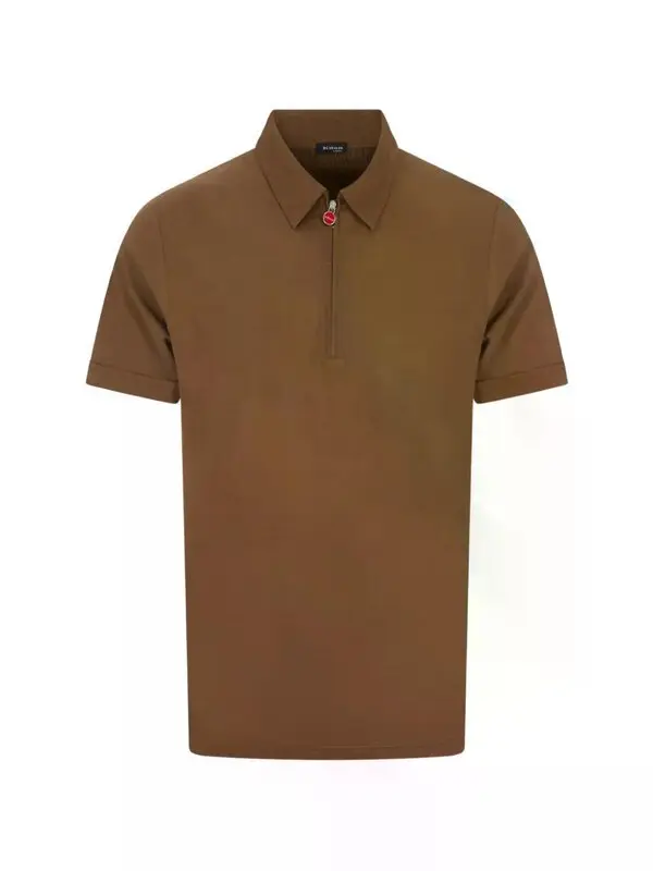 Kiton Zip-up Piqué Polo Shirt - Brown