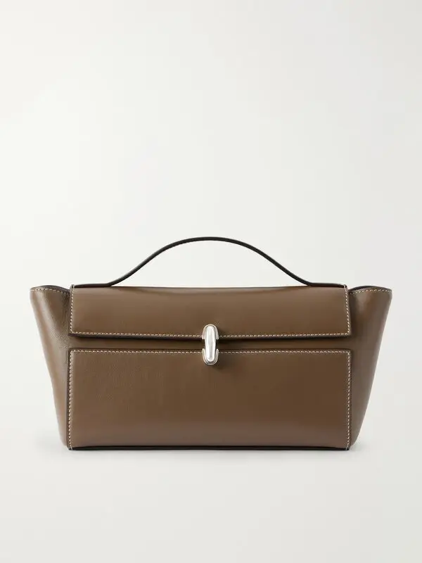 Savette Symmetry Trapeze Leather Tote - Green