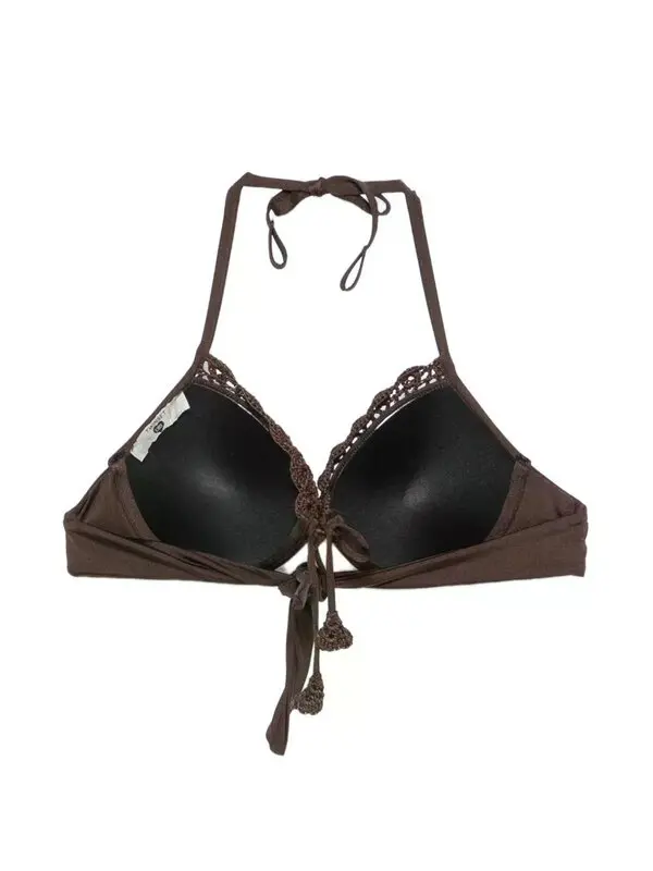 TWINSET Crochet-trim Halterneck Bikini Top