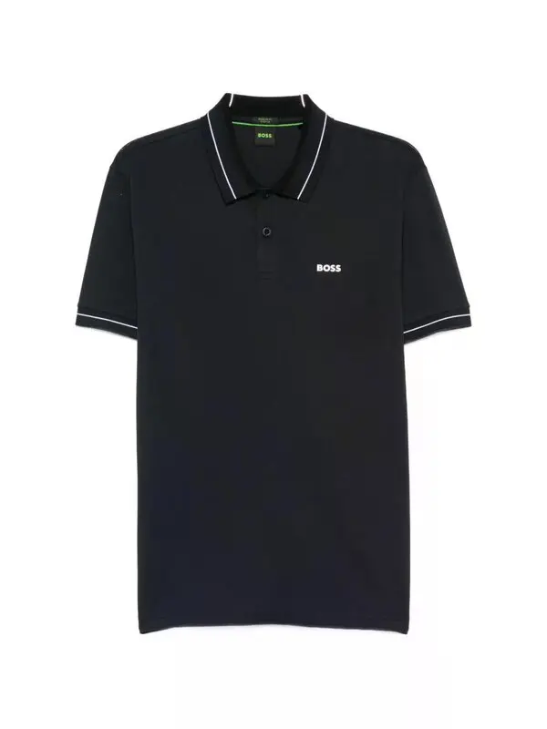 BOSS Logo-print Tipped Polo Shirt - Black