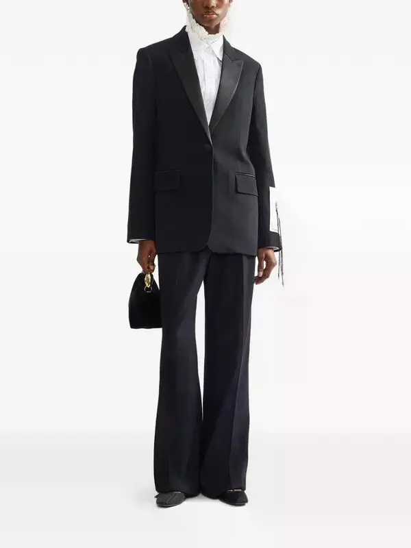 Erdem Satin-lapel Blazer With Logo Patch